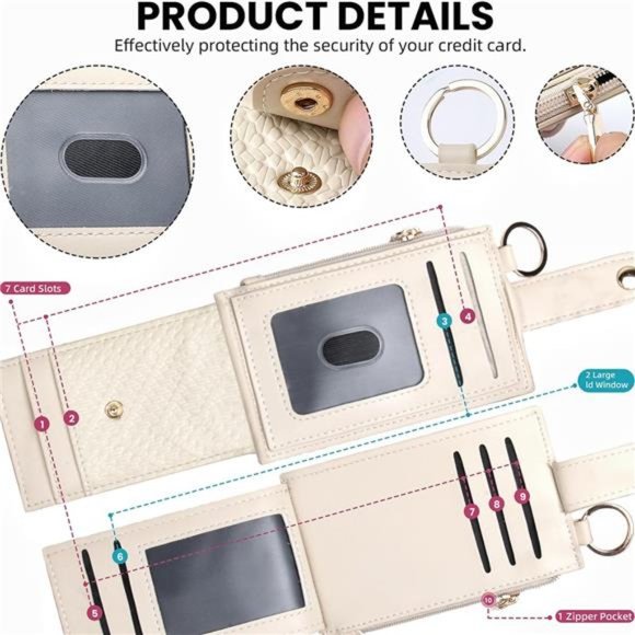 Bags | Small Wallet Slim Rfid Card Holder Keychain Wristlet Key Chain ...